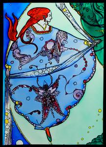 Harry Clarke Stained Glass Window Clings from Winged Heart