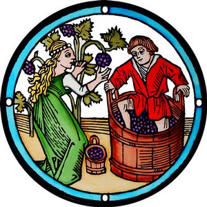 Grape Treading Stained Glass Window Cling from Winged Heart