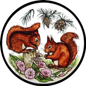 Red Squirrels Stained Glass Window Cling from Winged Heart