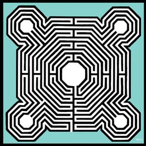 Labyrinth Blue (Reims Cathedral) Stained Glass Window Cling from Winged ...